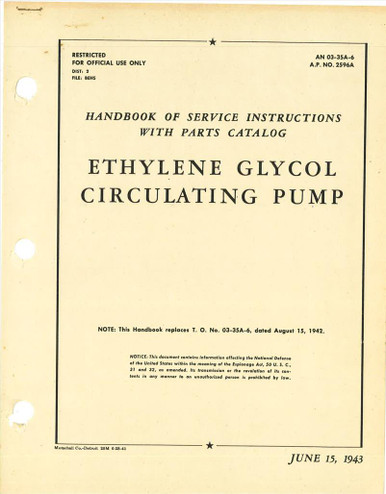 Service Instructions with Parts Catalog for Ethylene Glycol Circulating ...