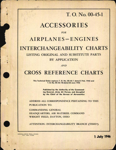 Accessories for Airplane Engines Interchangeability and Cross Reference ...