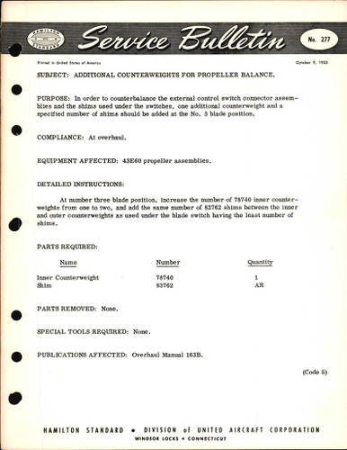 Additional Counterweights for Propeller Balance - AirCorps Library