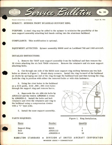 Spinner Front Bulkhead Support Ring - AirCorps Library