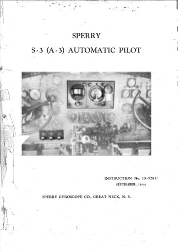 Sperry Automatic Pilot Instruction for S-3 and A-3 - AirCorps Library