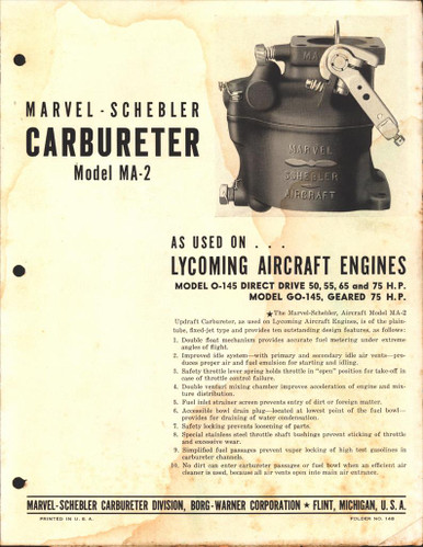 Marvel-Schebler Carburetor Model MA-2 - AirCorps Library
