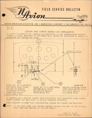 Landing Gear Control Handle Lock Installation - AirCorps Library