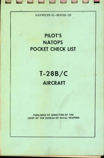 Pilot's Natops Pocket Check List for T-28B-C Aircraft - AirCorps Library