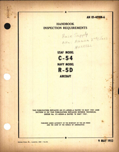 Inspection Requirements for C-54 and R-5D Aircraft - AirCorps Library