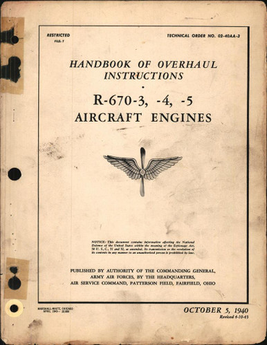 Overhaul Instructions for R-670-3, R670-4, and R670-5 Engines ...