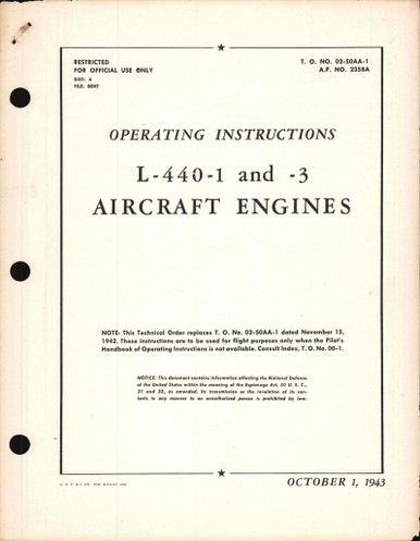 Operating Instructions for L-440-1 and L-440-3 Engines - AirCorps Library