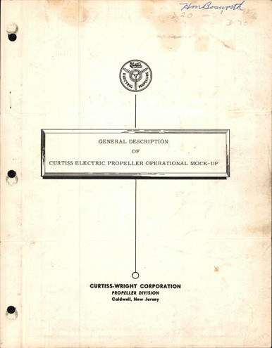 General Description of Curtiss Electric Propeller Operational Mock-Up ...