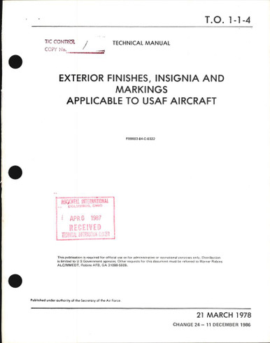 Exterior Finishes, Insignia and Markings for USAF Aircraft - Change ...