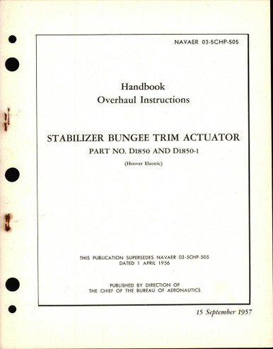 Overhaul Instructions for Stabilizer Bungee Trim Actuator Part D1850 ...