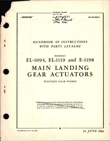 Parts Catalog for Main Landing Gear Actuators - Models EL-1094, EL-1119 ...