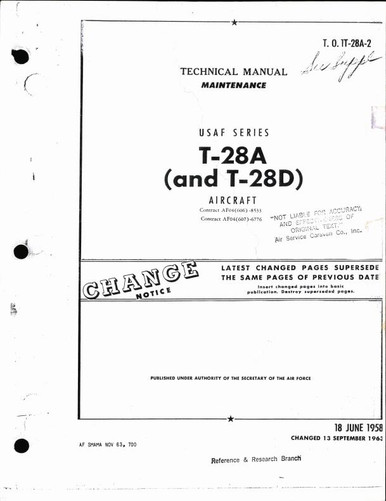 Technical Manual Maintenance T-28A and T-28D Aircraft - AirCorps Library