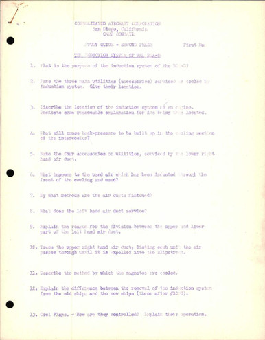 Study Guide for Induction System of the B24-D Including Fuel and Oil ...