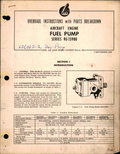 Overhaul Instructions with Parts Breakdown for Aircraft Engine Fuel ...