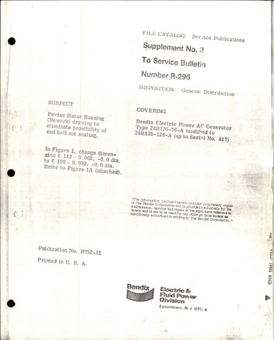 Supplement No. 2 to Service Bulletin R-296 - AC Generator - Type 28B135 ...