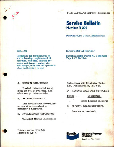 Service Bulletin R-296 for Electric Power AC Generator - Type 28B135-76 ...