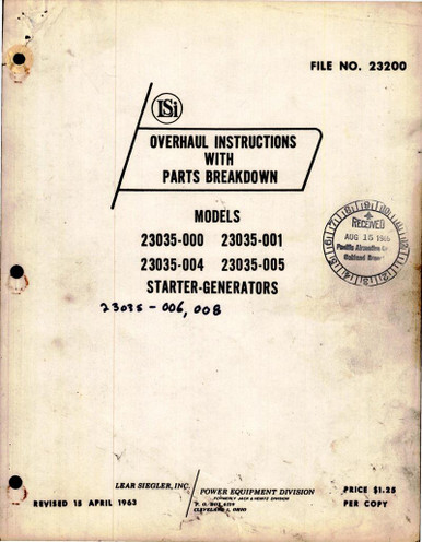 Overhaul Instructions with Parts Breakdown for Starter Generators ...