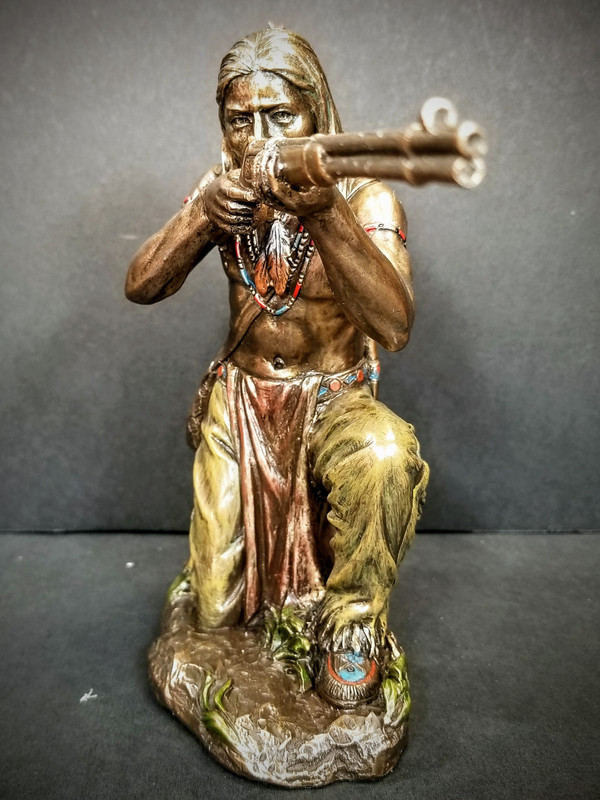 INDIAN WARRIOR KNEELING AND SHOOTING RIFLE - YEMAYA CHANGO