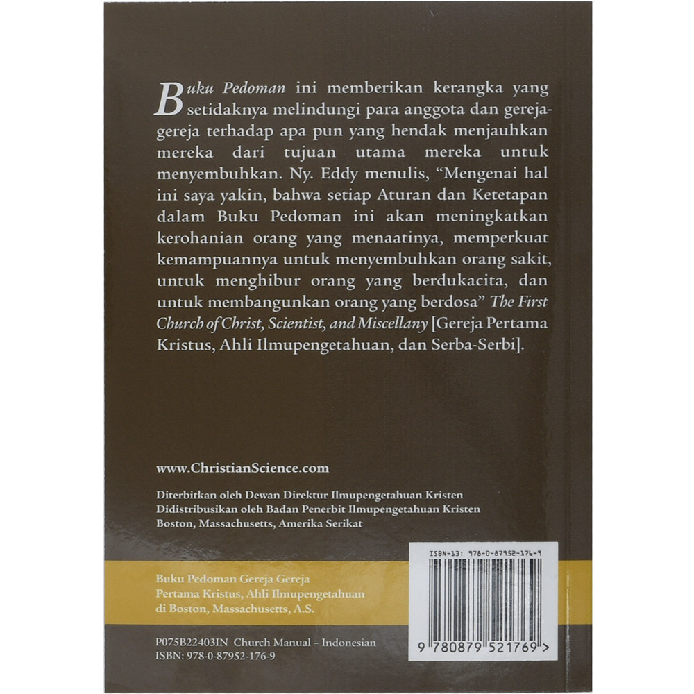 Buku Pedoman Gereja Induk (Paperback) - Christian Science Online Shop