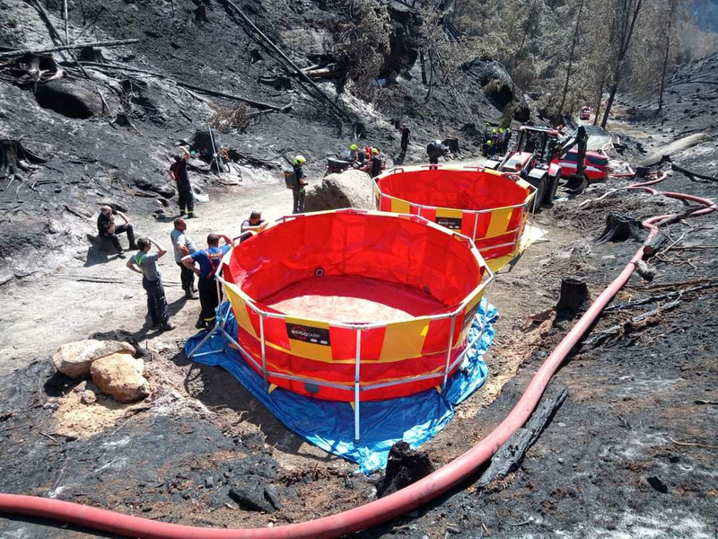 High capacity berm with collapsible structure - capacity 9246 gal