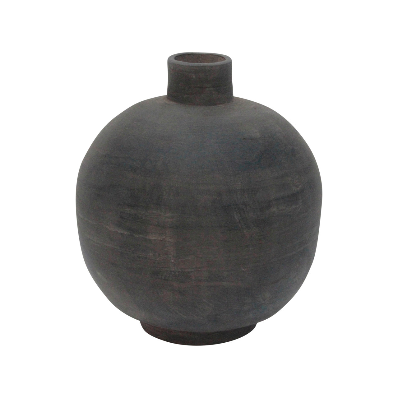 13" Earthy Gray pottery vase round (finish varies no two are the same ...