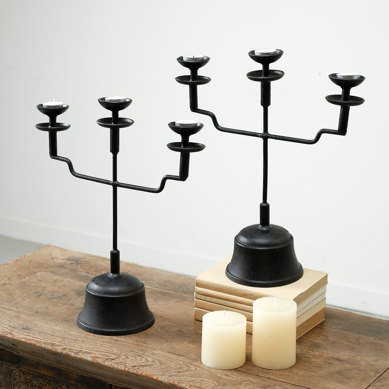 Rustic Iron Candle Holder Trident Style 15x6x16H - Lilys Living