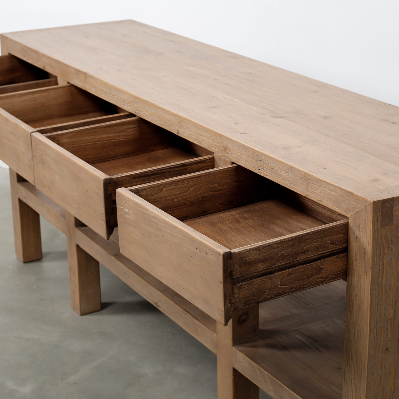 Capri console table with 4 hiding drawers weathered natural 81.5x20x32 ...