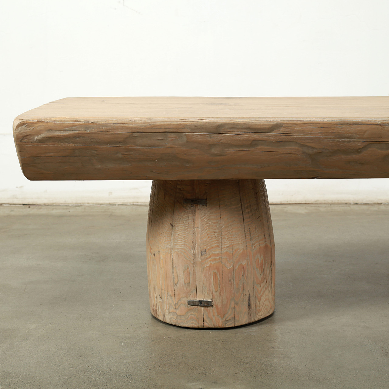 Approx. 68" Long Live Edge Reclaimed Wood Bench with Barrel Legs (Size ...