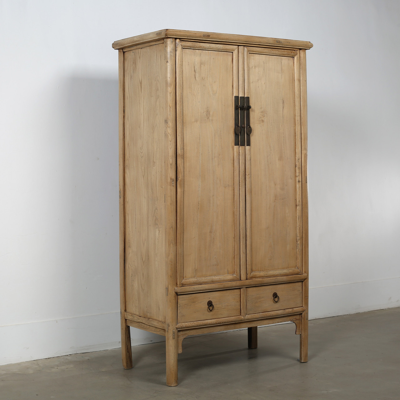 Approx.75 Inches Tall 40 Inches Wide Vintage Cabinet with Two Drawers Weathered Natural size vary