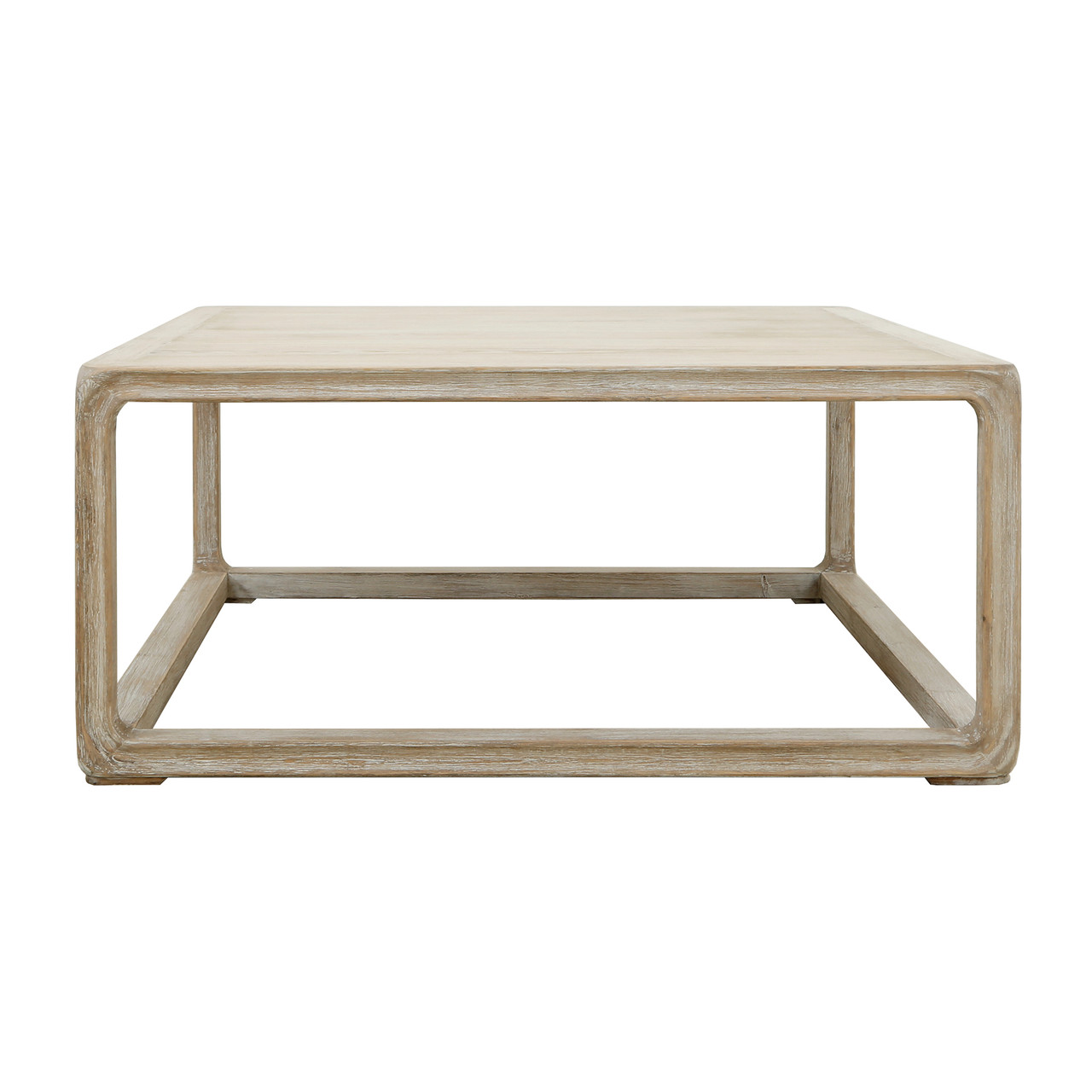 Ming Square Coffee Table Weathered Whitewash 39x39 - Lilys Living