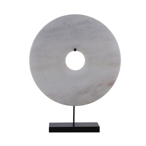 Jade Disk Statue With Base 24 Inch White Lilys Living