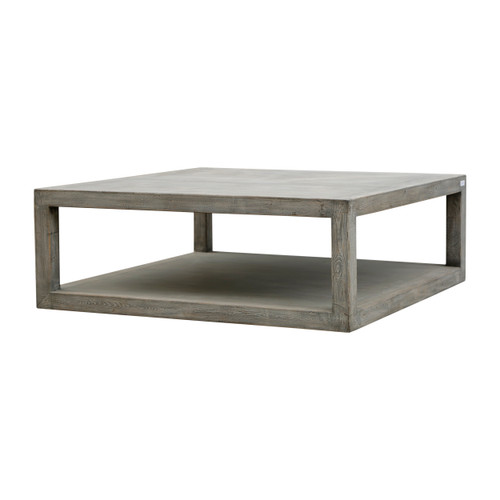 Peking Grand Framed Square coffee table Weathered Gray wash - Lilys Living