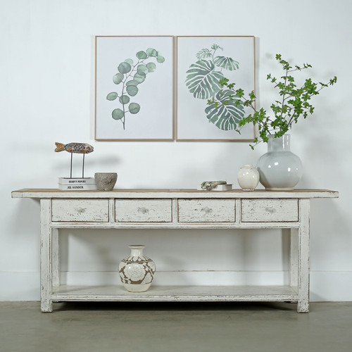 Amalfi Two Tones Console Table with 4 Drawers 91X18X34H - Lilys Living