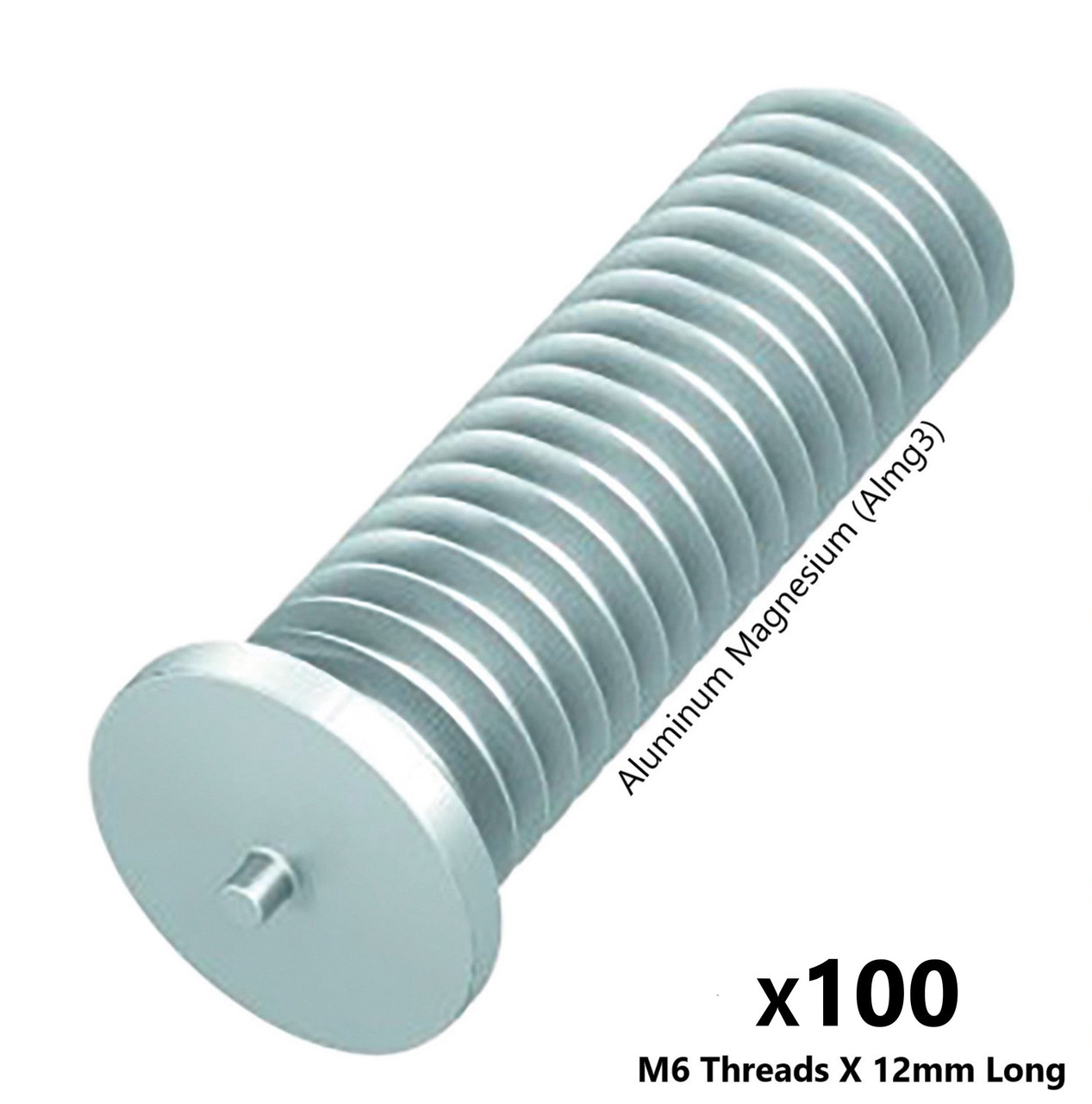 Aluminum Pulling Studs AlMg3 - M4, M5, M6 Threaded - 12mm (L) Aluminum ...