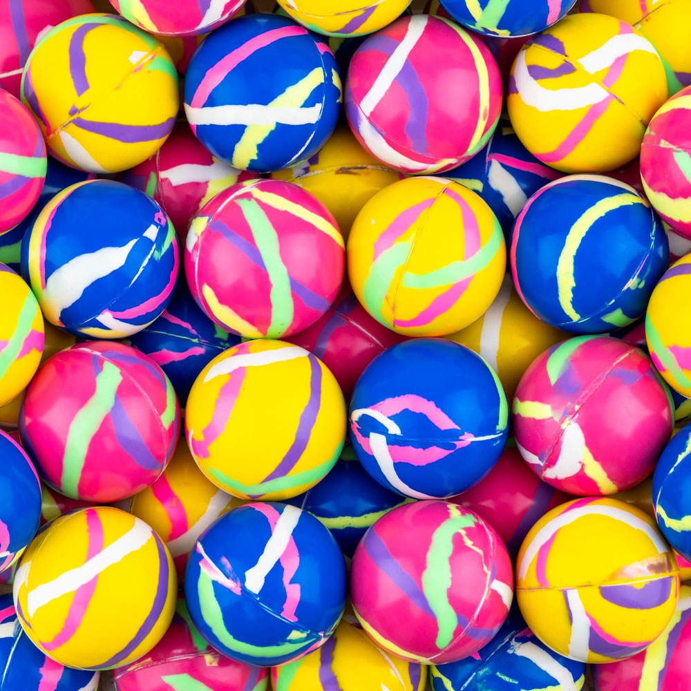 Color Stripe 45mm Bouncy Balls (50 ct) - CandyMachines.com