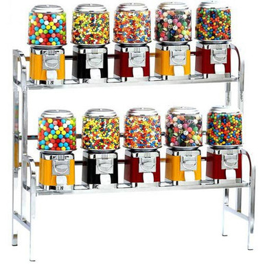 Rhino 10 Unit All Metal Candy & Gumball Vending Machine Combo