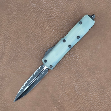 Microtech UTX-85 Double Edge Full Serrated | Jade Green G-10