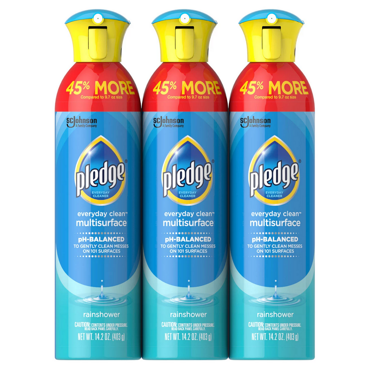 Pledge Multisurface Cleaner Aero Spray, Rainshower - 14.2 oz