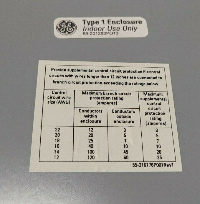 GE 300-LINE CONTROL CONTACTOR ENCLOSURE NEMA 1 INDOOR (ENCLOSURE ONLY ...