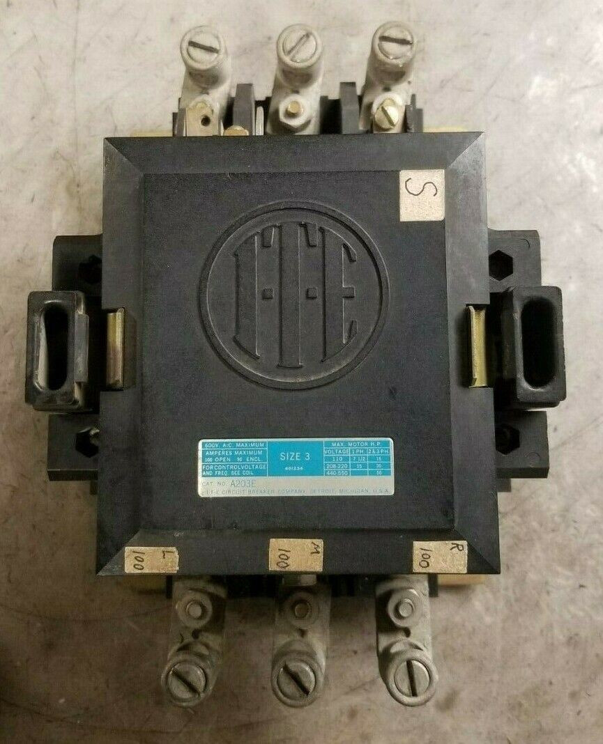 ITE SIZE 3 CONTACTOR 480 VAC COIL 600 VAC 50 HP 3 PHASE A203E - C & G ...