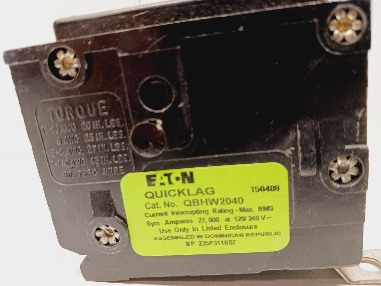 NEW EATON QBHW2040 40 AMP QUICKLAG CIRCUIT BREAKER 2 POLE 240 VAC - C ...
