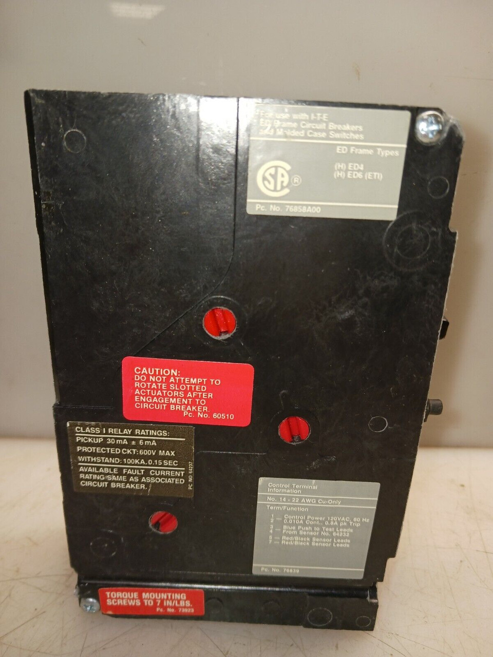 ITE SIEMENS ED41B030 30 AMP 1 POLE CIRCUIT BREAKER W GROUND FAULT RELAY ...