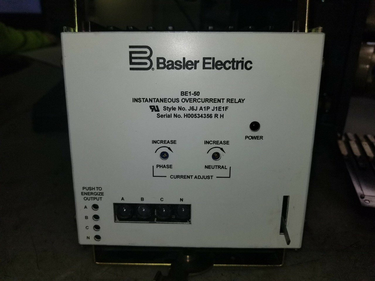 BASLER ELECTRIC BE1-50 INSTANTANEOUS OVERCURRENT RELAY STYLE ...