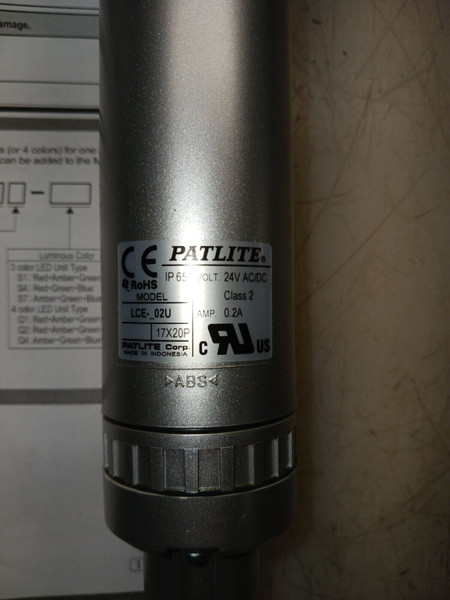 NEW PATLITE BEACON SIGNAL TOWER LIGHT 24 VAC/VDC LCE-02U - C & G ...