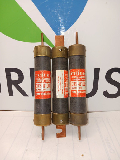 3 CEFCON CRS-R100 100 AMP DUAL-ELEMENT FUSE 600 VAC - C & G Surplus Inc.