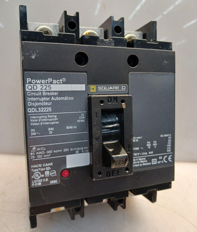 SQUARE D QDL32225 CIRCUIT BREAKER 225 AMP 3 POLE 240 VAC 25kA - C & G ...