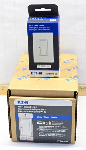 (6) NEW EATON Wi-Fi SMART DECORATOR SWITCHES 1 POLE/3-WAY WHITE WFSW15 ...