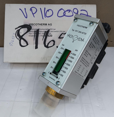 NEW BIERI VISCOTHERM DV7.250.42725 MANOMETER PRESSURE GAUGE & SWITCH 250 BAR - C & G Surplus Inc.