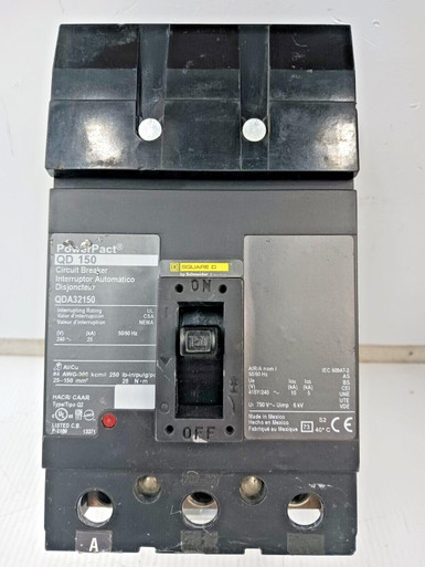 SQUARE D 150 AMP POWERPACT I-LINE CIRCUIT BREAKER 3 POLE 240 VAC ...