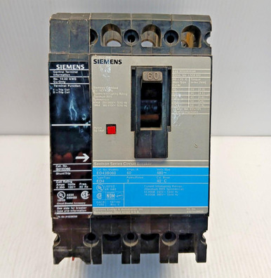 Siemens ED43B060 60 Amp Circuit Breaker 3 Pole 480 Vac with Shunt Trip ...